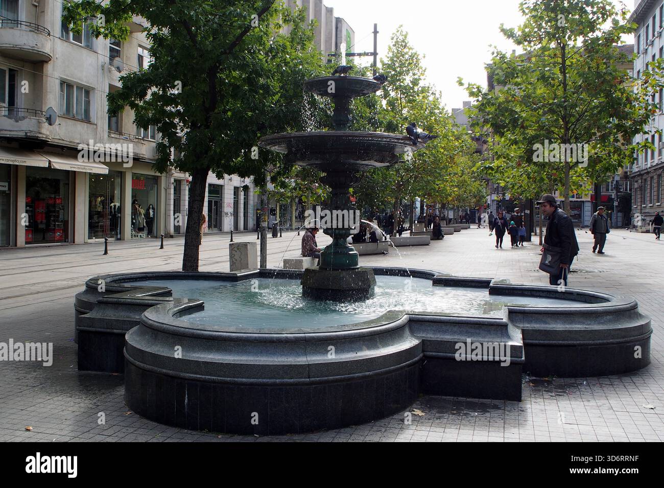Water fountain in the Slaveykov Square, Sofia, Bulgaria Stock Photo - Alamy