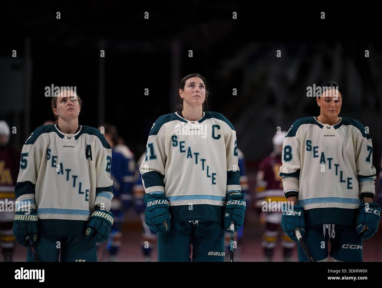 Seattle Torrent's Alex Carpenter, from left to right, Hilary Knight and ...