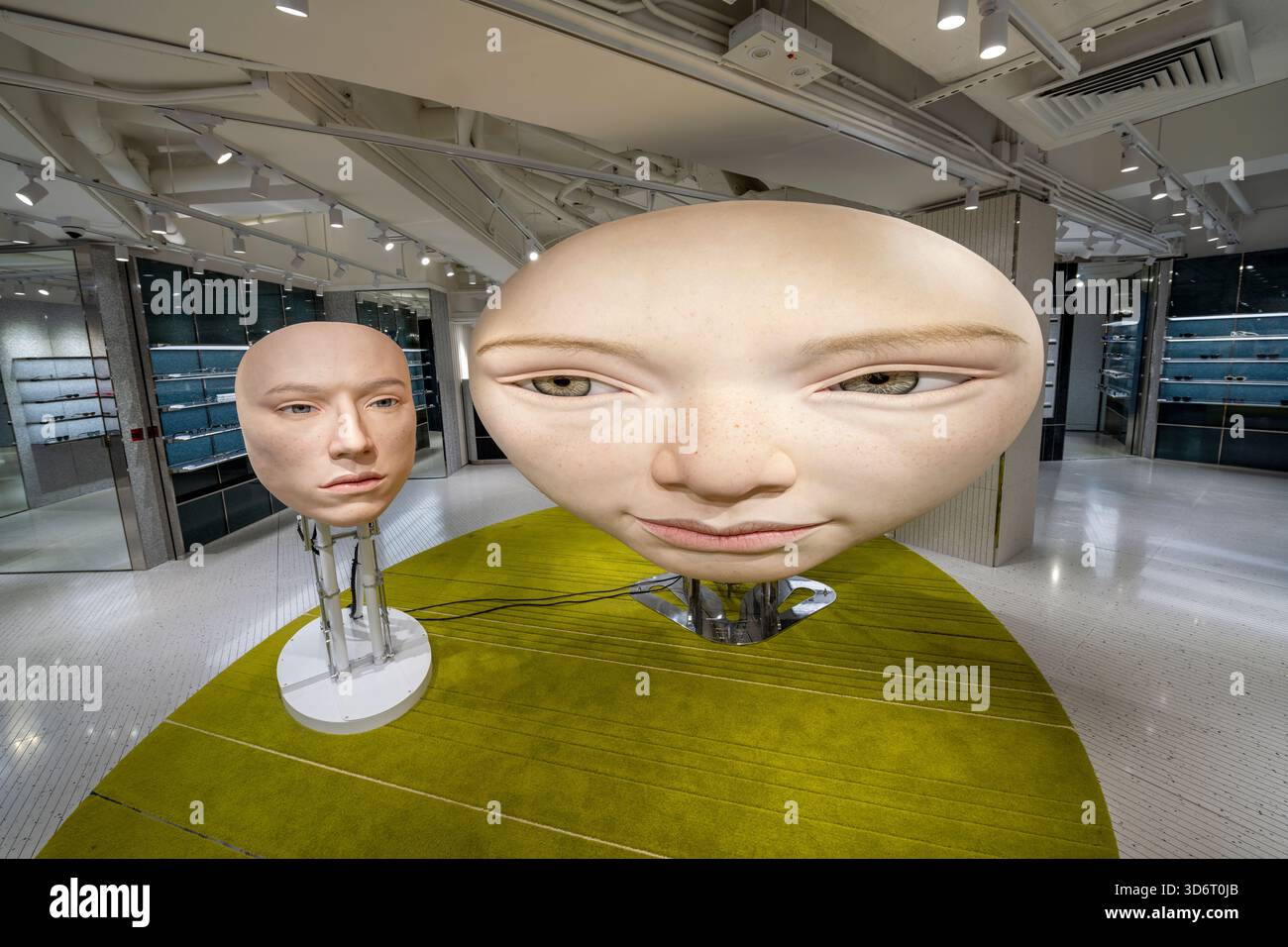 The giant head kinetic objects in the Gentle Monster Store in Hong Kong ...