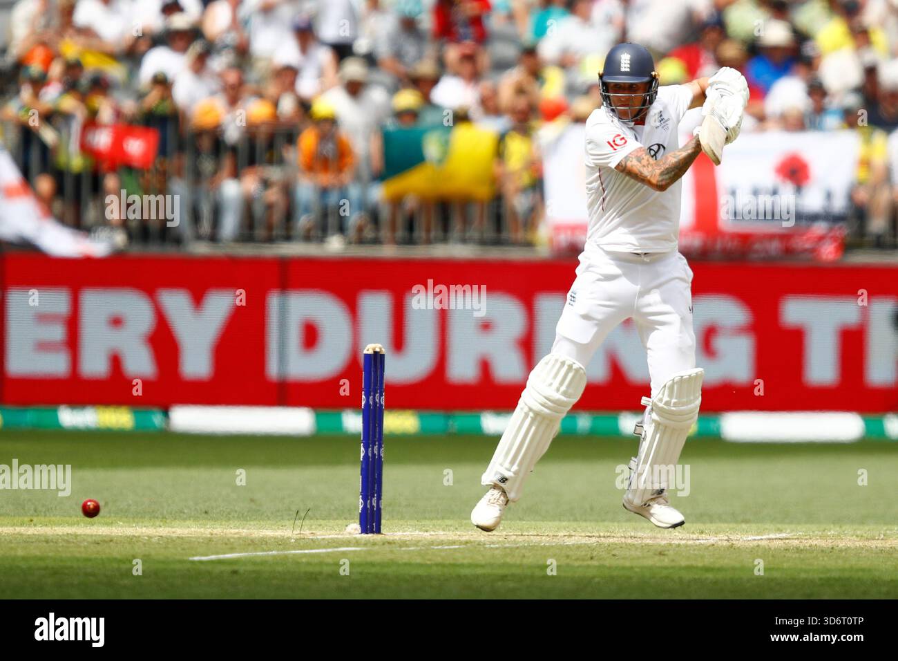 England's Gus Atkinson bats on day two of the first Ashes cricket test ...