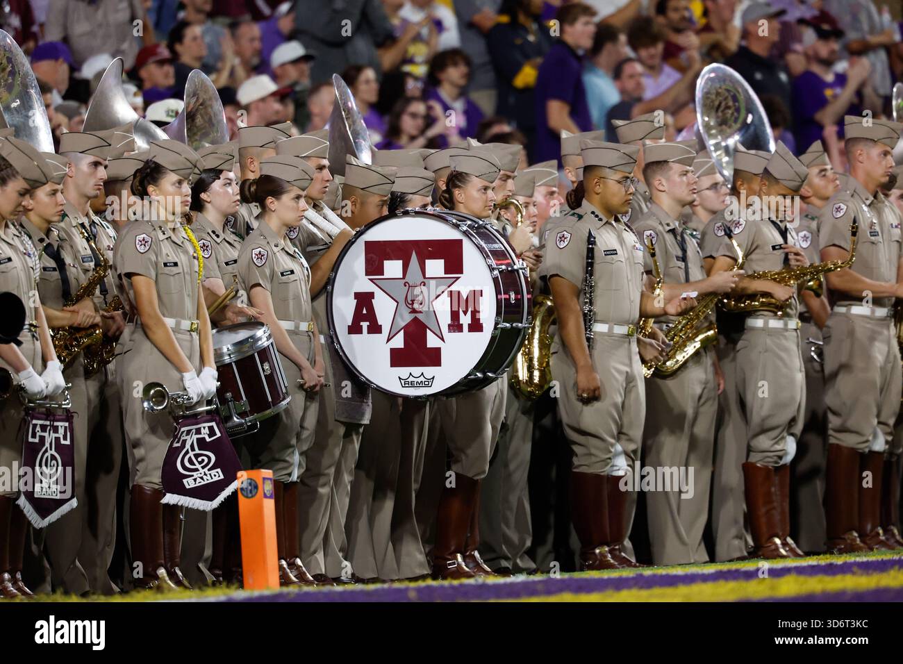 Texas A&M marching band during halftime of a NCAA college football game ...