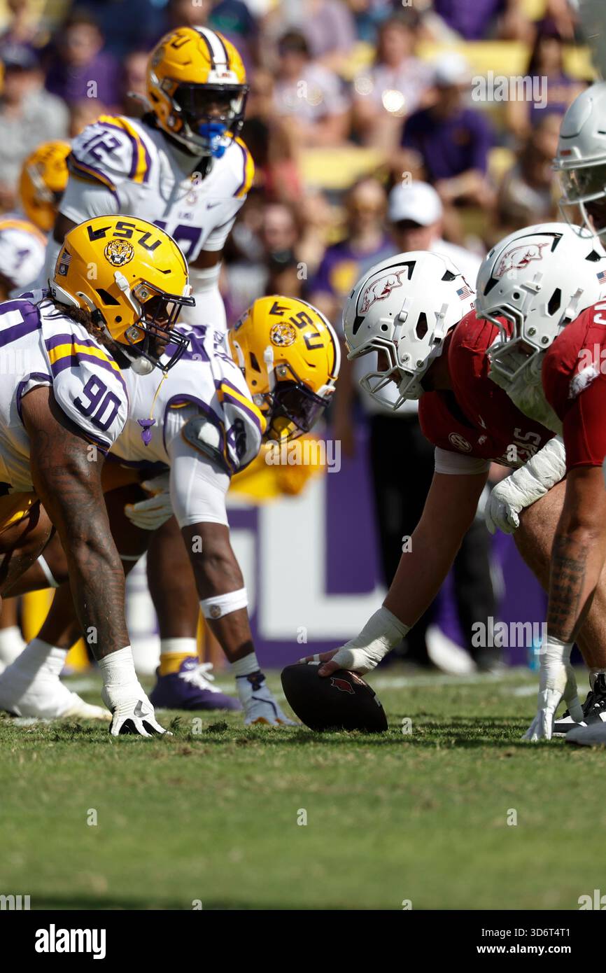 Arkansas line of scrimmage during a NCAA college football game against ...