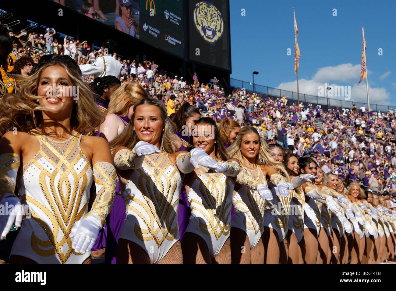 LSU golden girls dance team members perform with the marching band ...