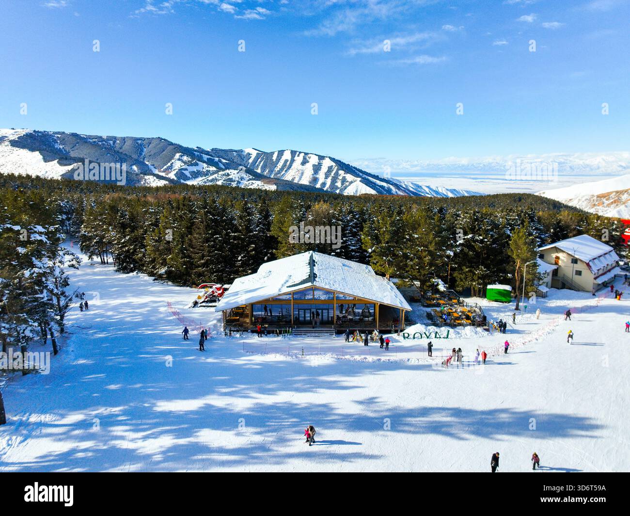 Aerial view busy ski resort hi-res stock photography and images - Alamy