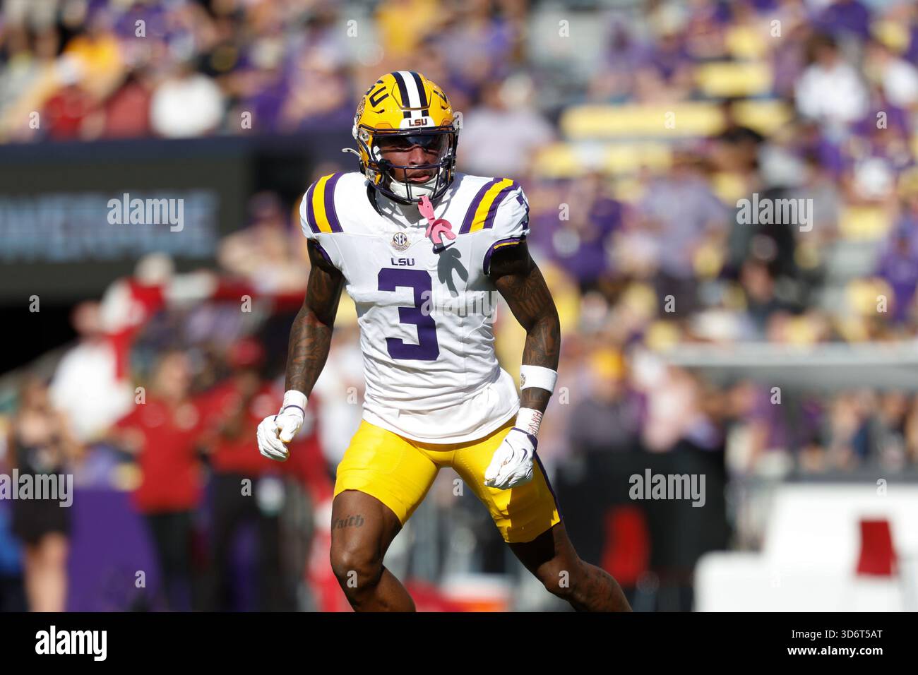 LSU wide receiver Chris Hilton Jr. (3) lines up for the snap during a ...