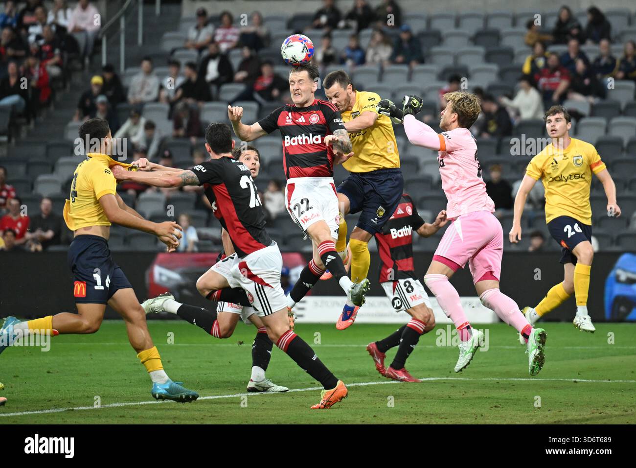 Anthony Pantazopoulos of the Wanderers and James Donachie of the ...