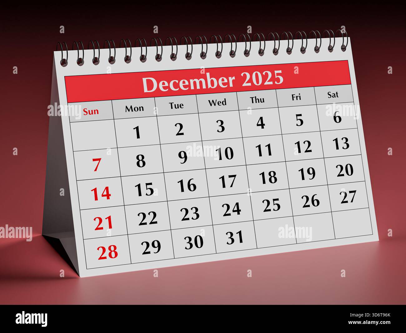 December 2025 calendar one hi-res stock photography and images - Alamy