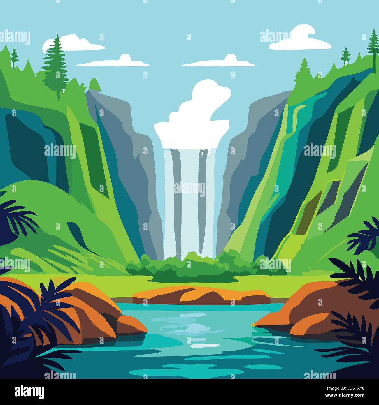Natural untouched green lake Stock Vector Images - Alamy