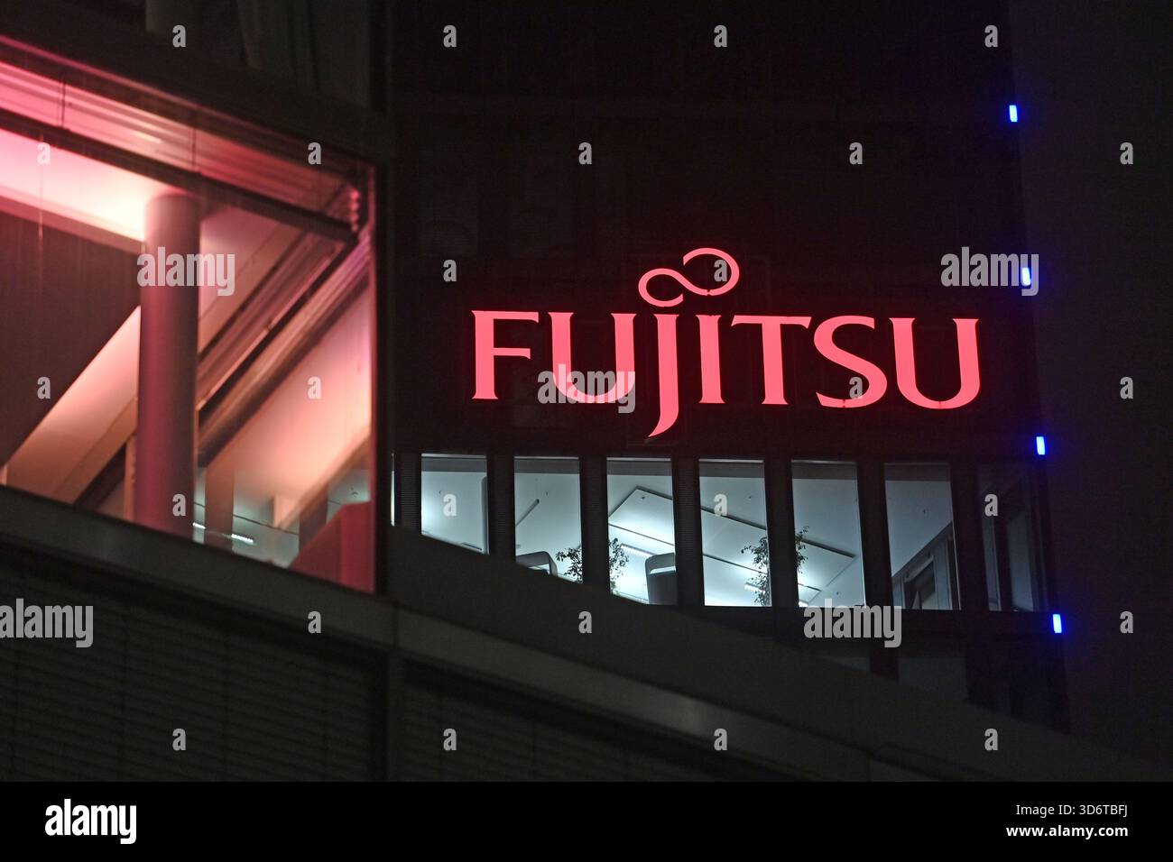 Fujitsu Logo, Brand emblem, Company logo at the Highlight Towers in ...
