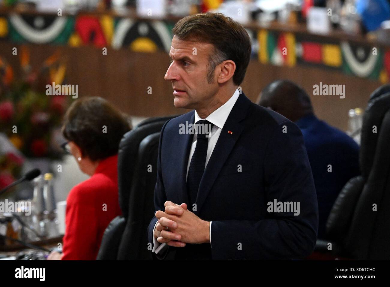 France's President Emmanuel Macron during the opening plenary session ...