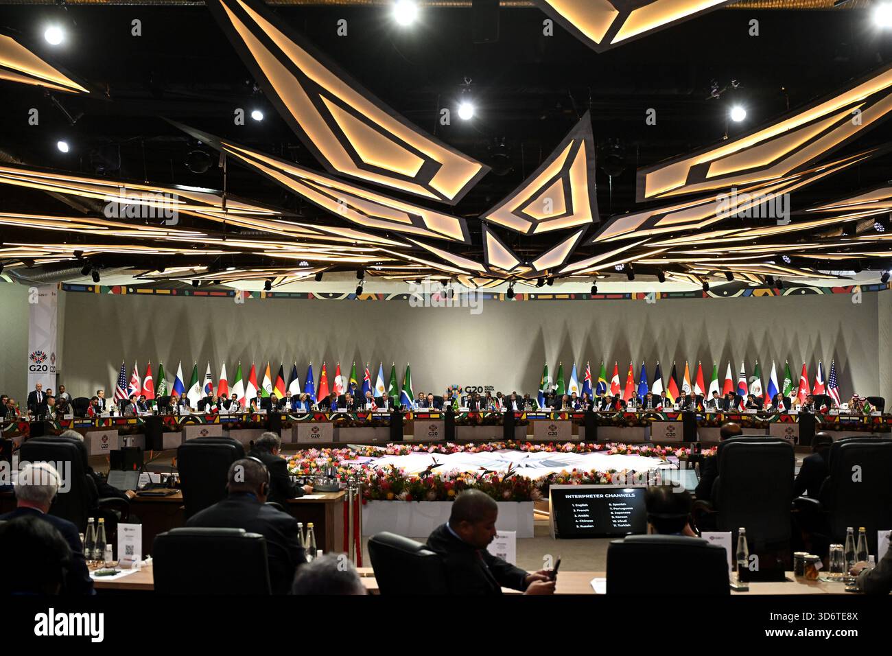 South Africa's President Cyril Ramaphosa gives the opening speech as he ...