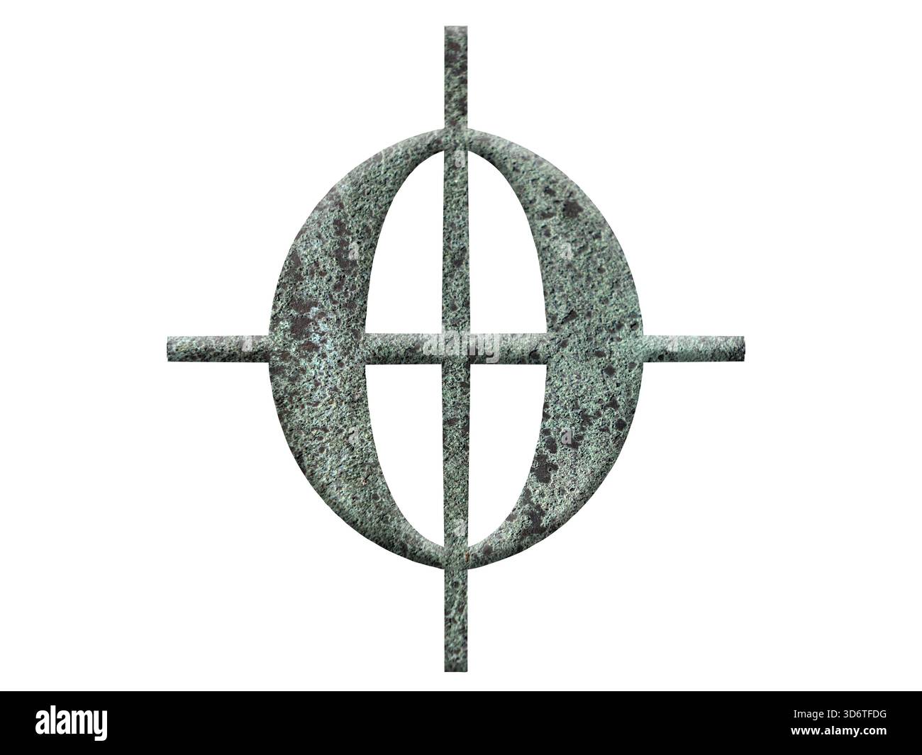 Digital composite. 3d coda symbol with a verdigris overlay. A coda is a ...