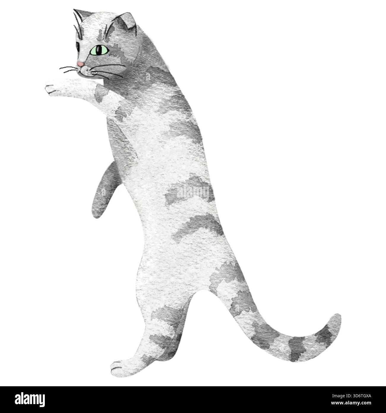 Drawing of a cat playing Cut Out Stock Images & Pictures - Alamy