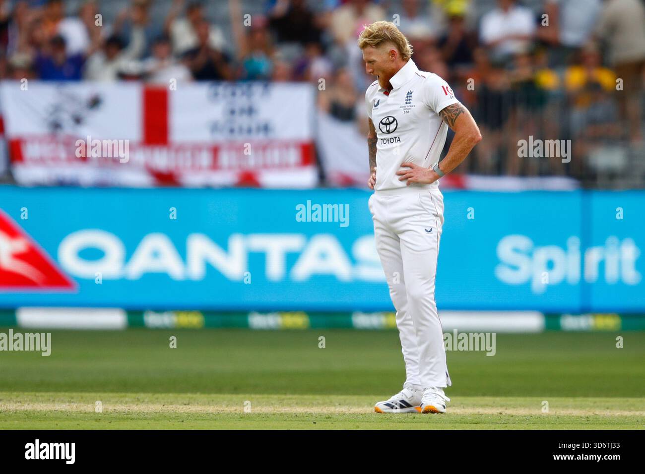 England's captain Ben Stokes reacts in the field on day two of the ...