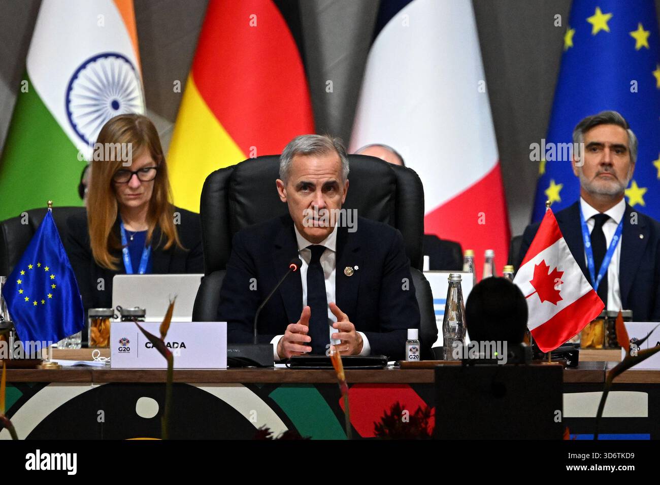 Canadian Prime Minister Mark Carney during the opening plenary session at the G20 Summit in ...