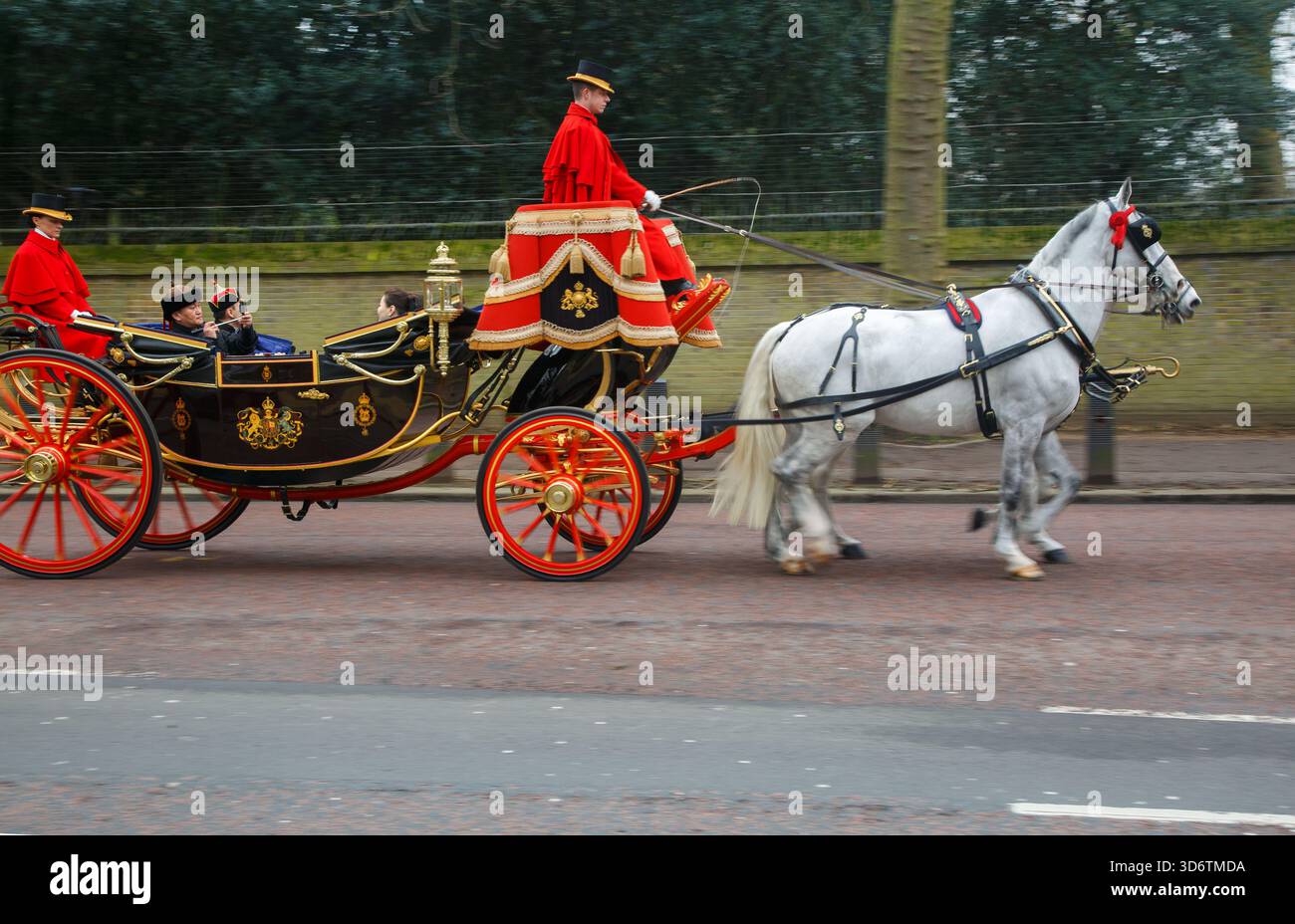 An Elegant chariot with asian important people smoking a pipe leaving ...