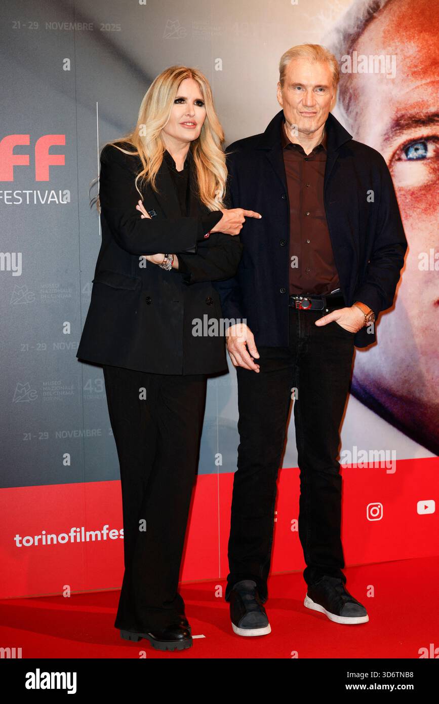 TURIN, ITALY - NOVEMBER 22: Tiziana Rocca, Dolph Lundgren pose at the ...