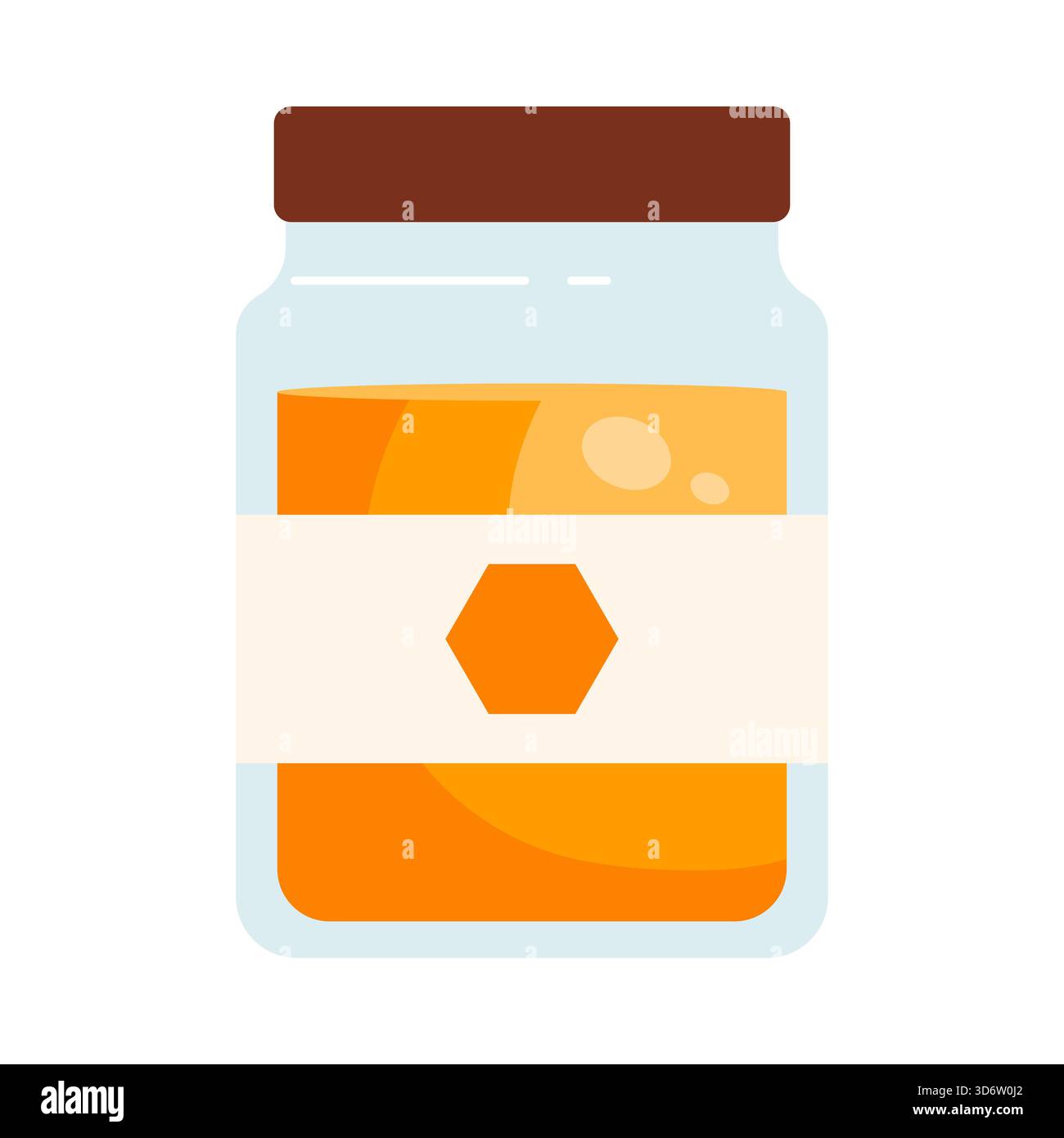 Simple isolated honey jar with label and hexagon symbol for food and ...