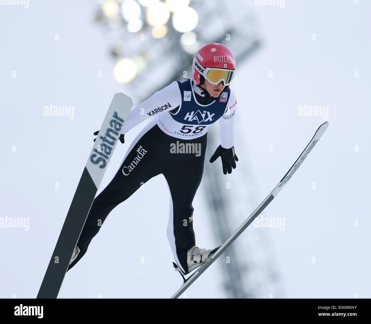 STRATE Abigail of Canada soars in the air during the Women's Large Hill ...