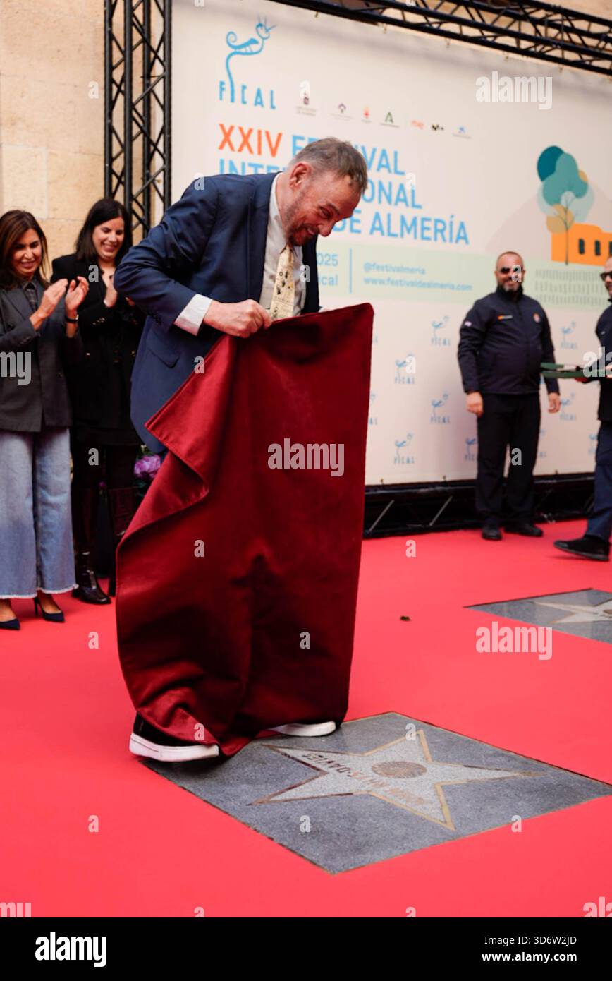 Actor John Rhys-Davies unveils his star on the Almeria Walk of Fame on November 22, 2025 in ...