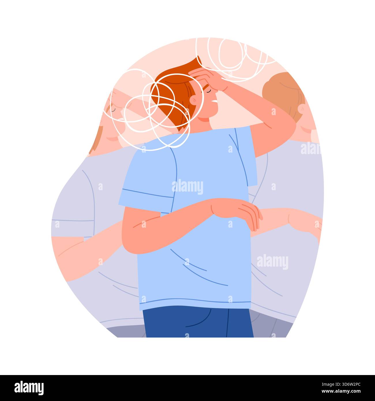 Isolated man holding head with spinning motion lines showing vertigo ...