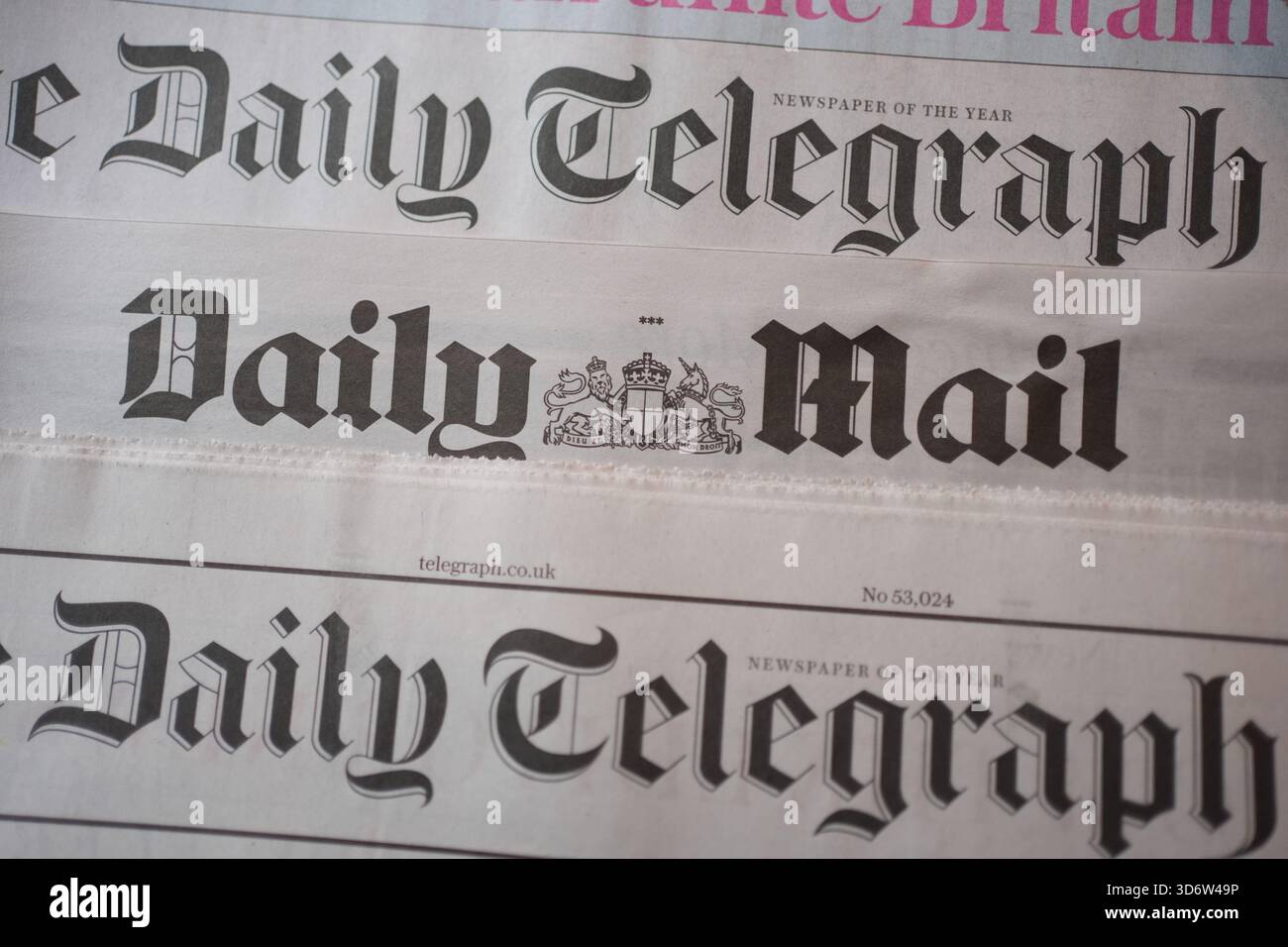 The mastheads of the Daily Mail and Daily Telegraph newspapers as the ...