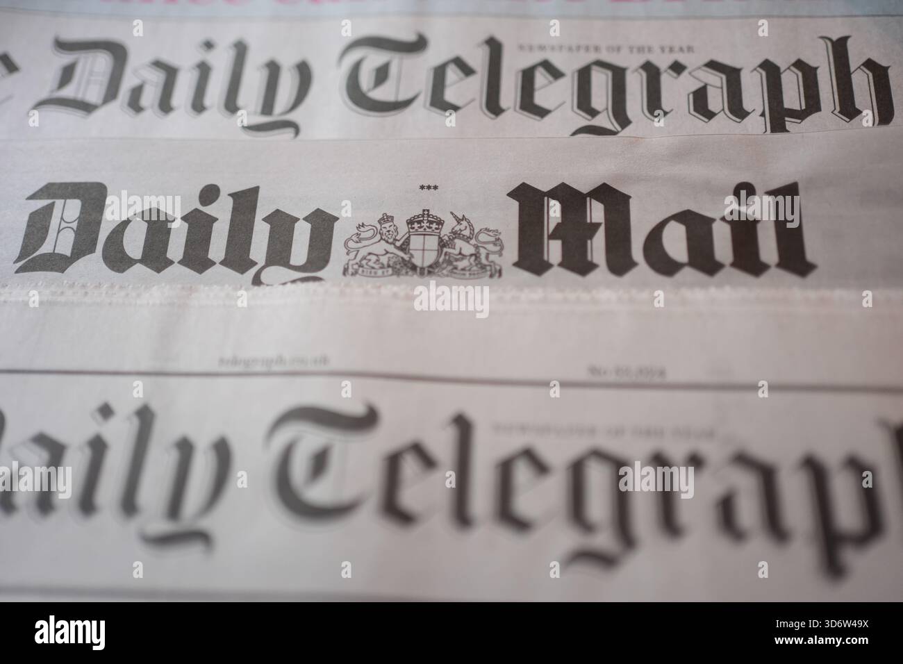 The mastheads of the Daily Mail and Daily Telegraph newspapers as the ...