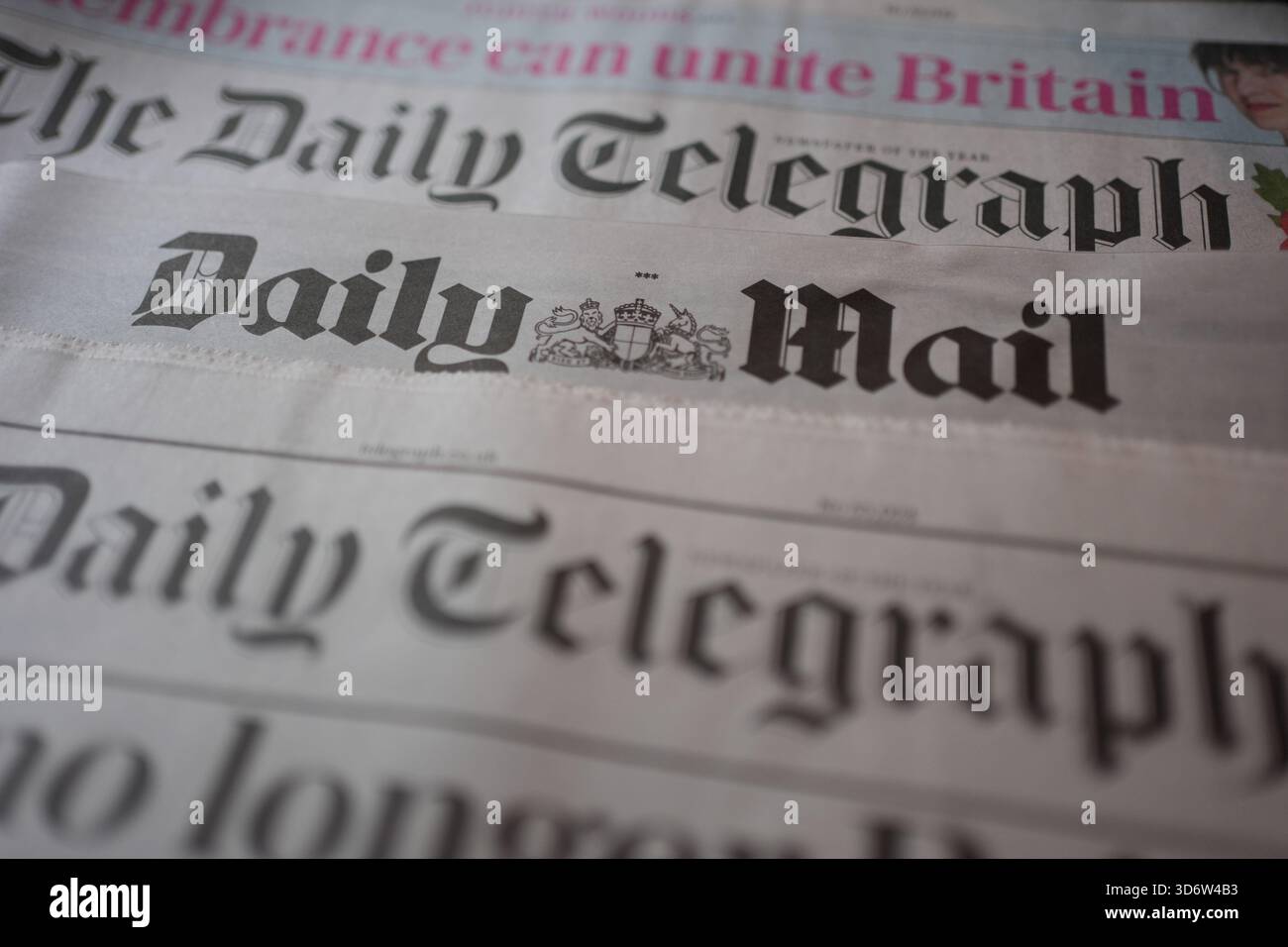 The mastheads of the Daily Mail and Daily Telegraph newspapers as the ...