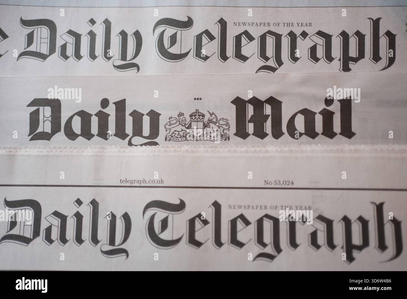 The mastheads of the Daily Mail and Daily Telegraph newspapers as the ...