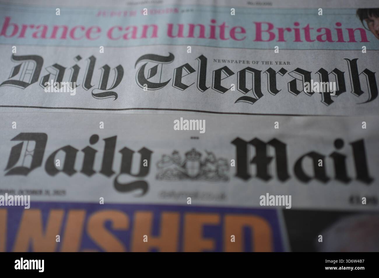 The mastheads of the Daily Mail and Daily Telegraph newspapers as the ...