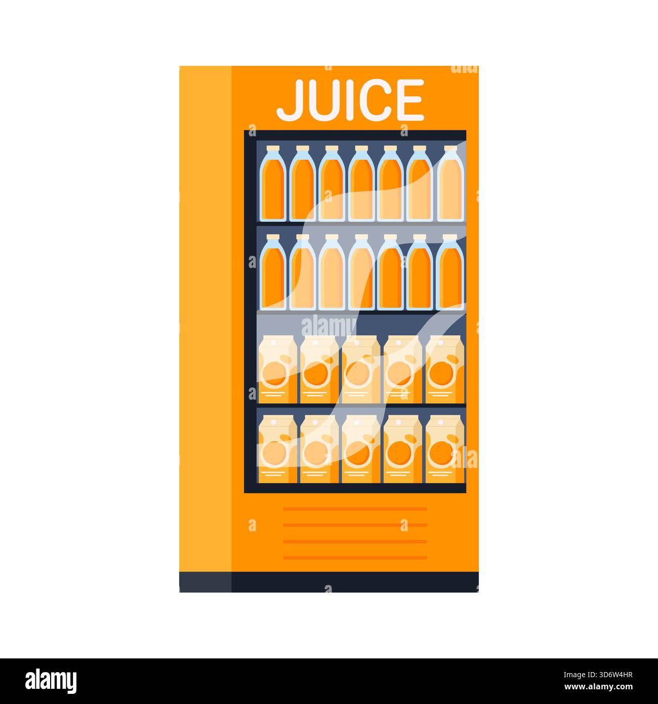 Isolated orange juice refrigerator with bottles and cartons for ...
