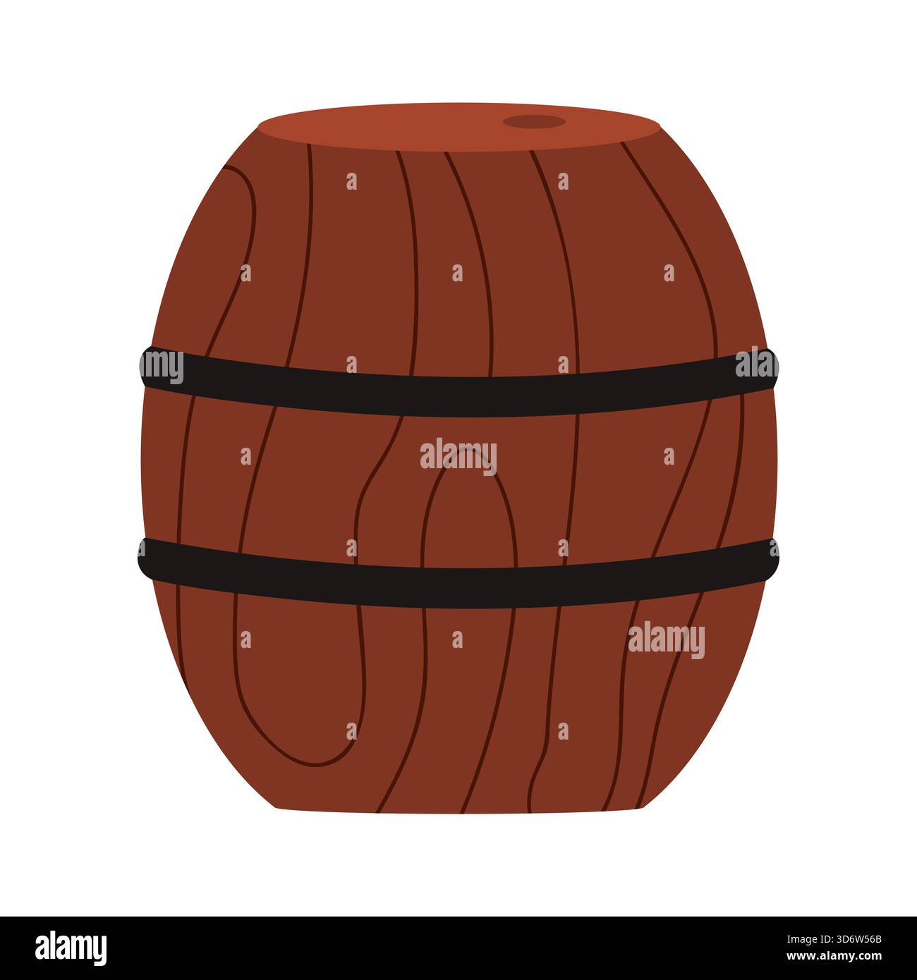 Classic pirate wooden barrel with metal bands isolated on white for ...