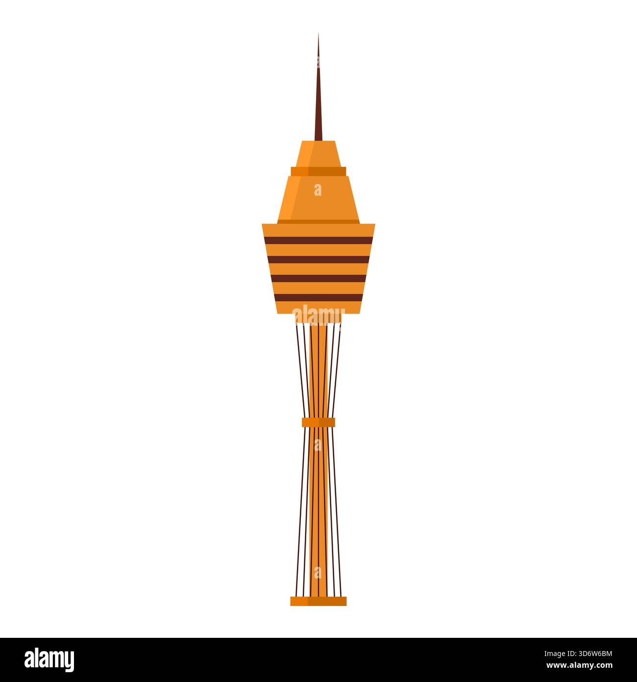 Modern isolated Sydney Tower landmark in Australia depicted in a simple ...