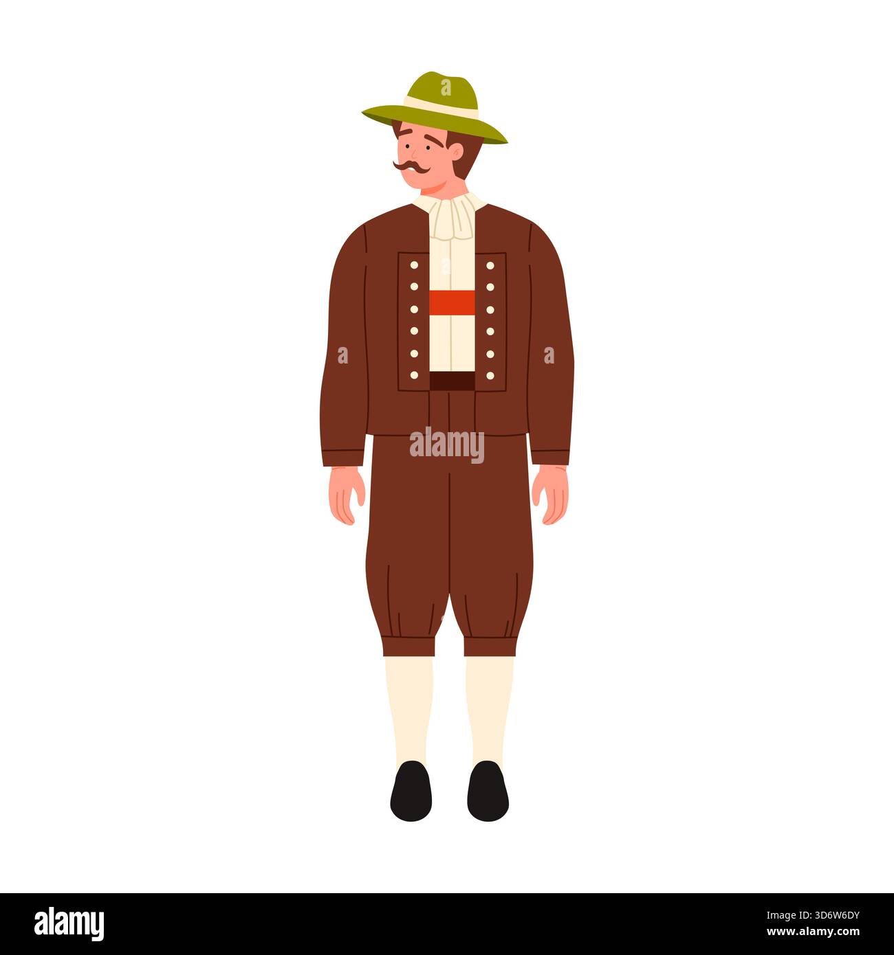 Austrian man wearing traditional folk costume with hat and mustache ...