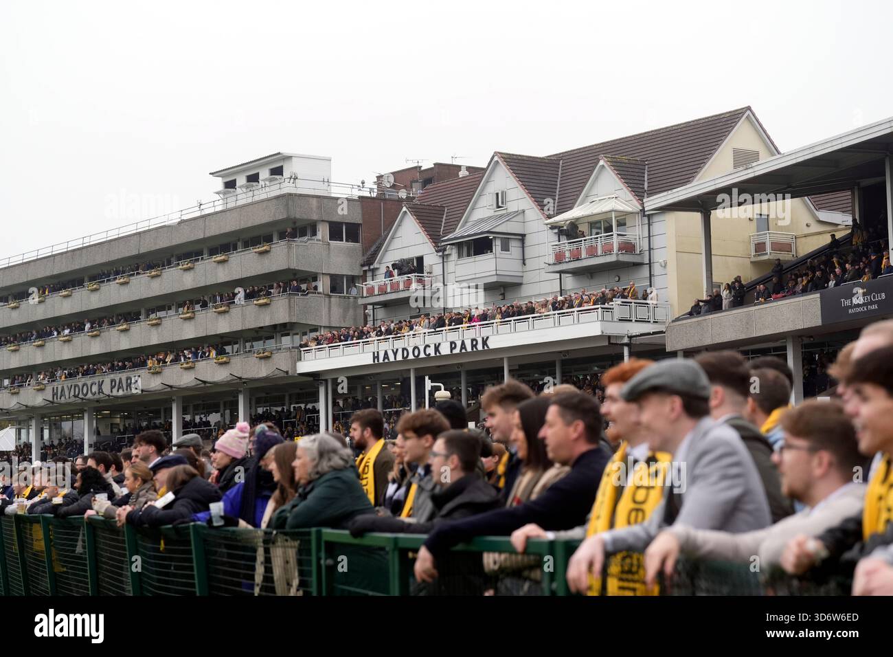 A general view of racegoers during Betfair Chase Day at Haydock Park ...