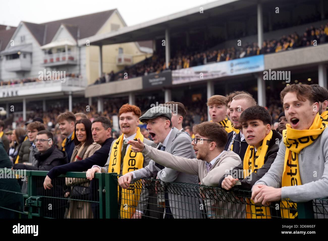 A general view of racegoers during Betfair Chase Day at Haydock Park ...