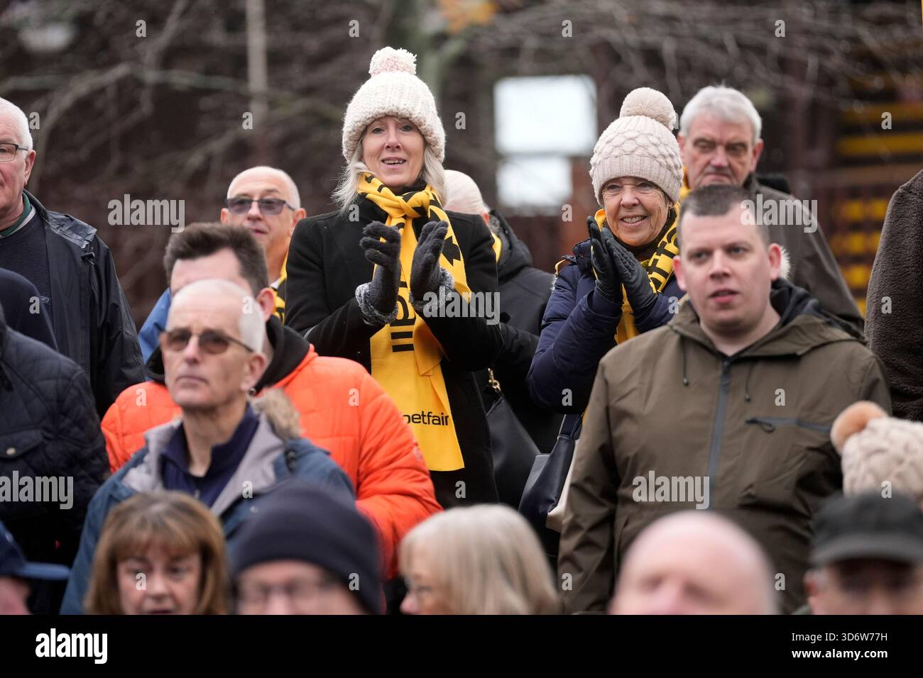 A general view of race goers during Betfair Chase Day at Haydock Park ...