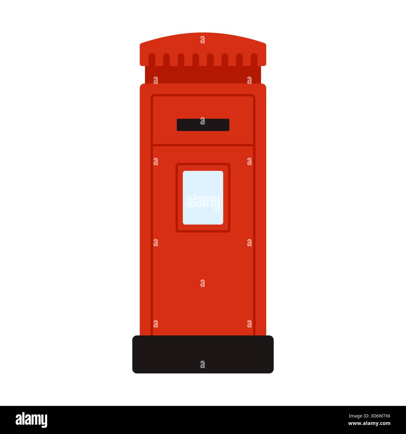 Iconic British red post box isolated on white background for postal and ...