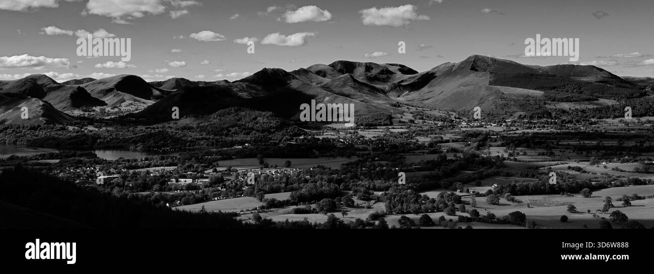 Summer view to the Derwentwater fells, Keswick town, Lake District ...