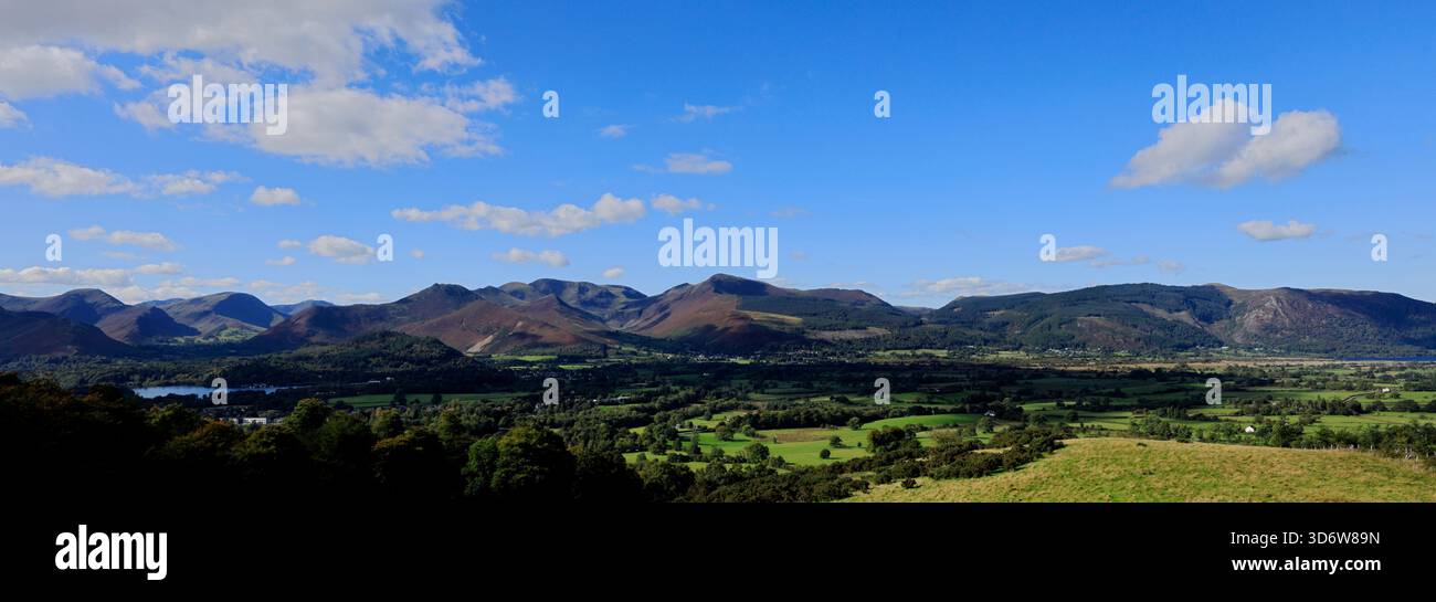Summer view to the Derwentwater fells, Keswick town, Lake District ...