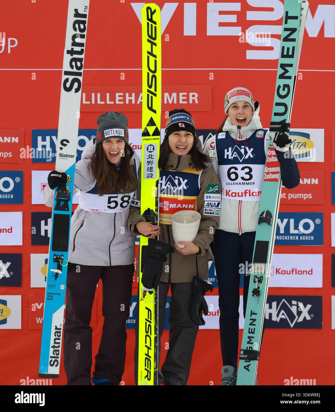 (L-R) STRATE Abigail of Canada, silver, MARUYAMA Nozomi of Japan, gold ...