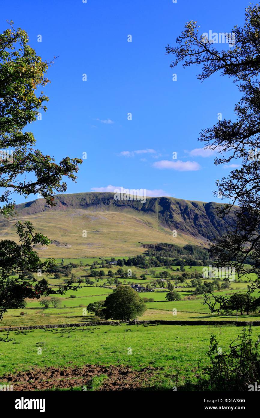 View of Clough Head fell above St Johns in the Vale village, near ...