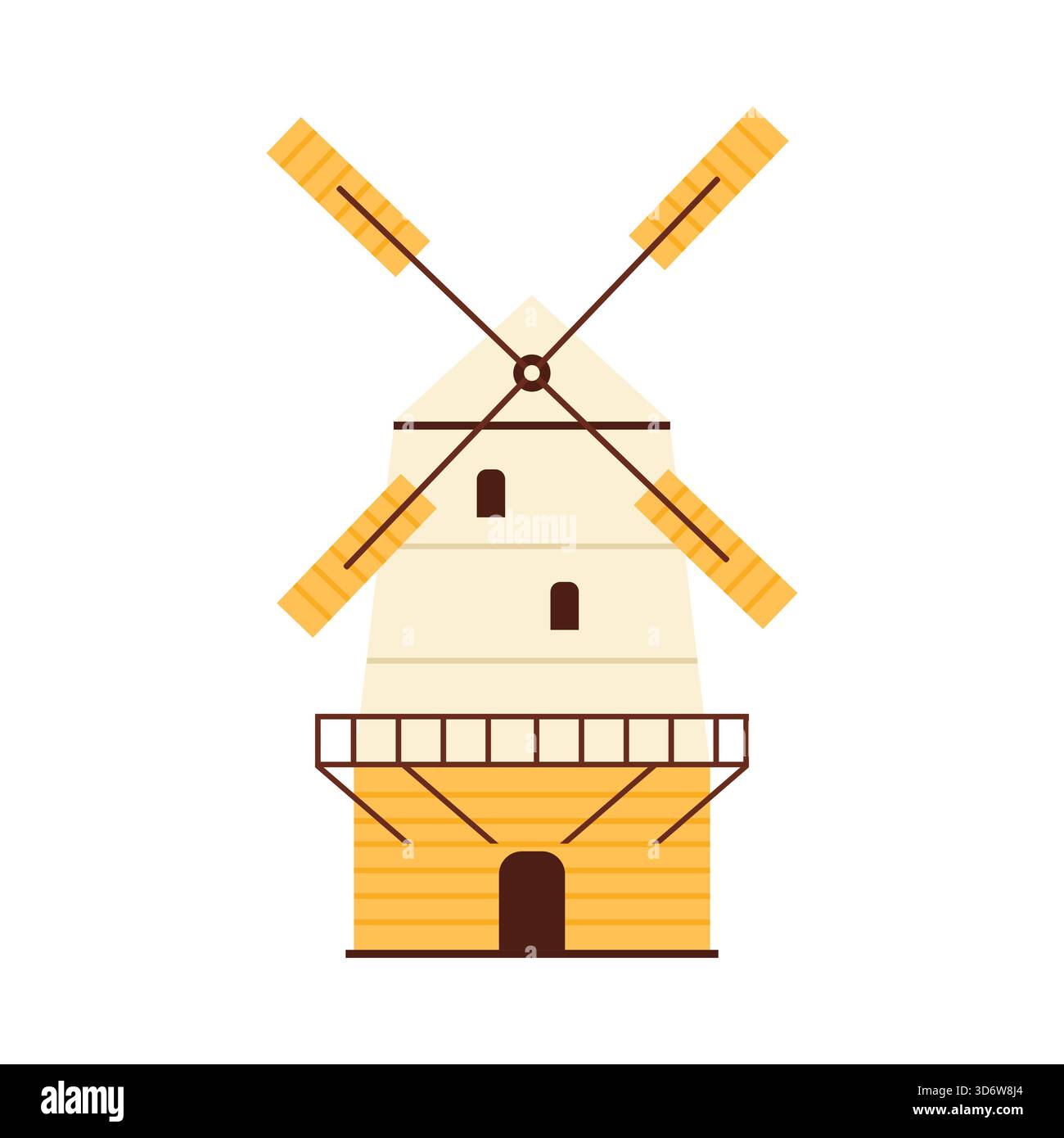 Flat design of a classic Denmark windmill isolated on white background ...