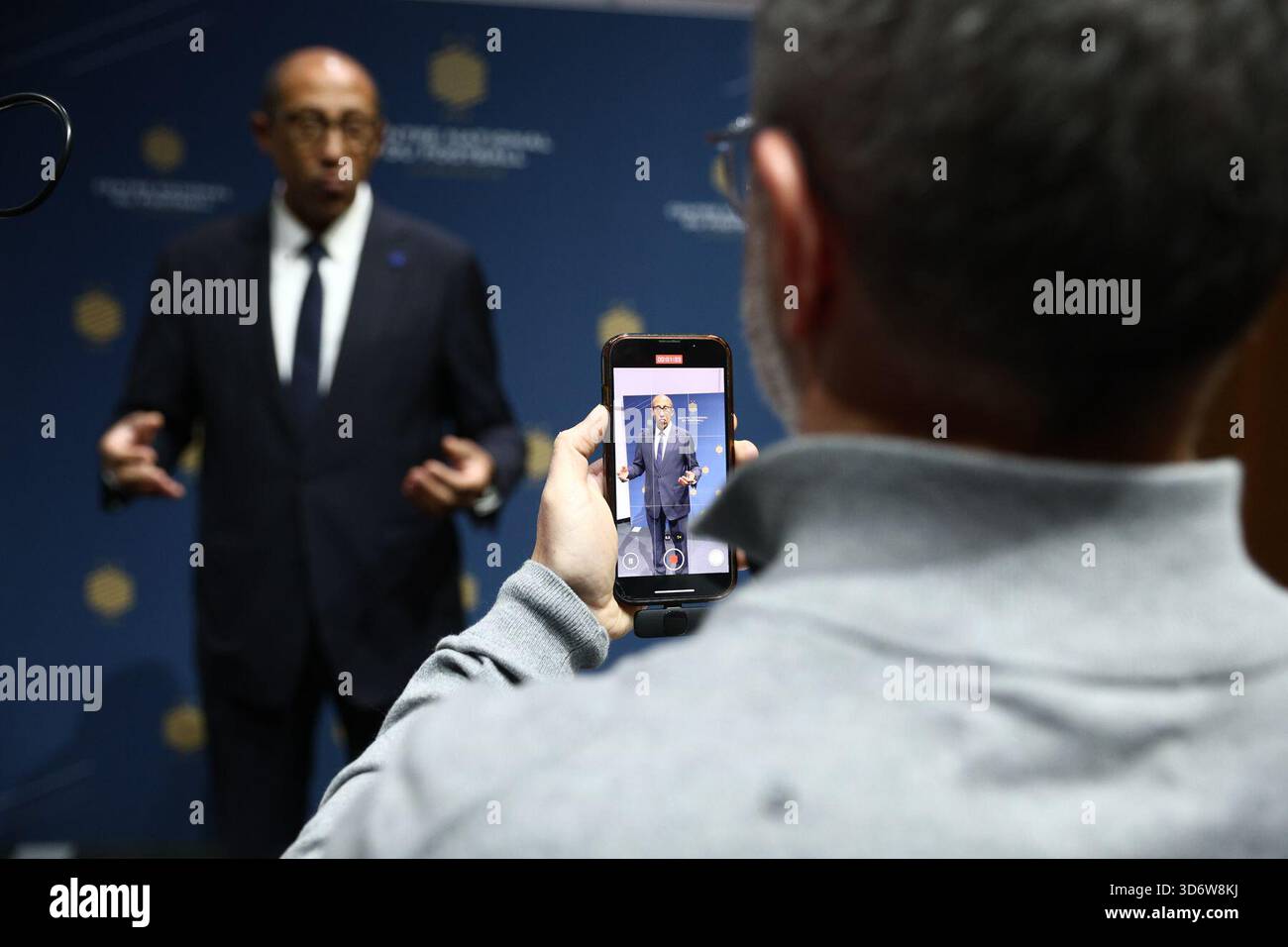 Philippe Diallo, president of France football federation, in a TV ...