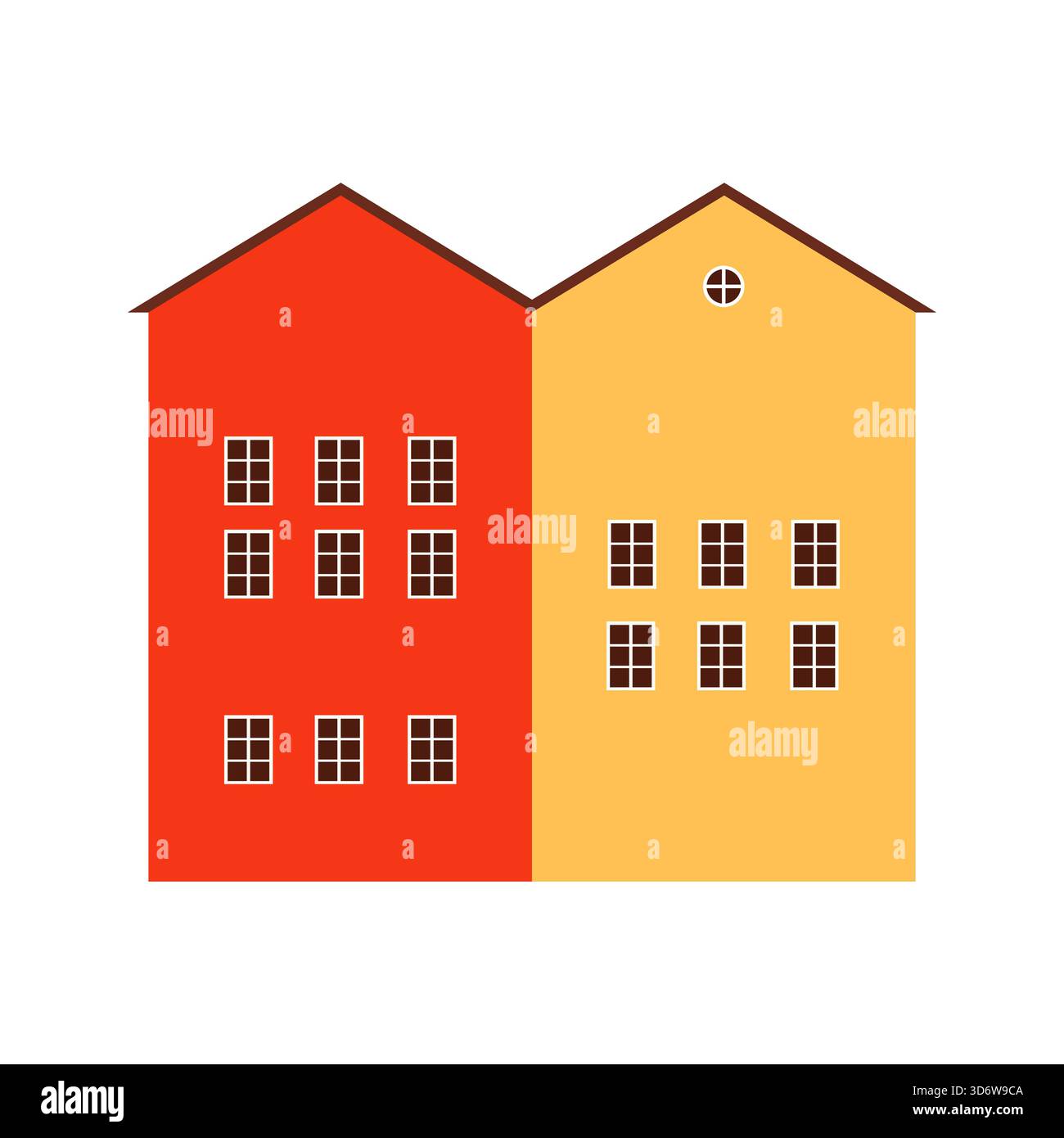 Simple isolated Finland style colorful house facades with geometric ...