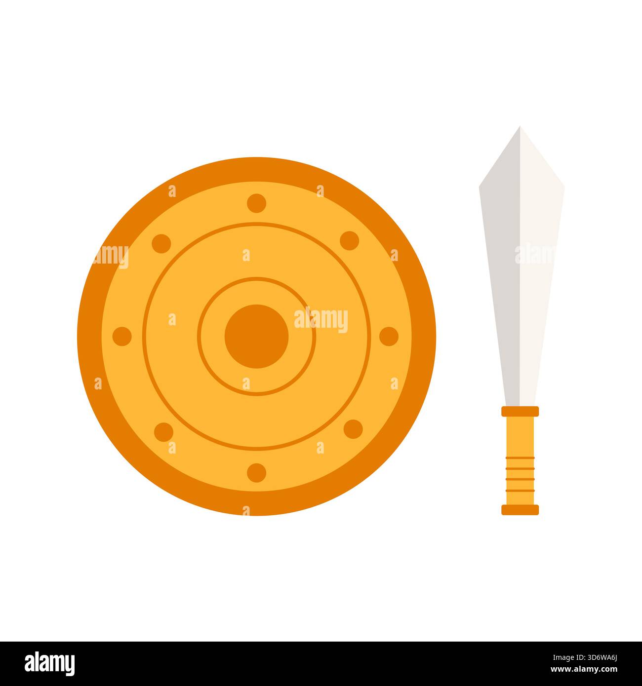 Flat design of ancient Greek shield and sword isolated on white ...