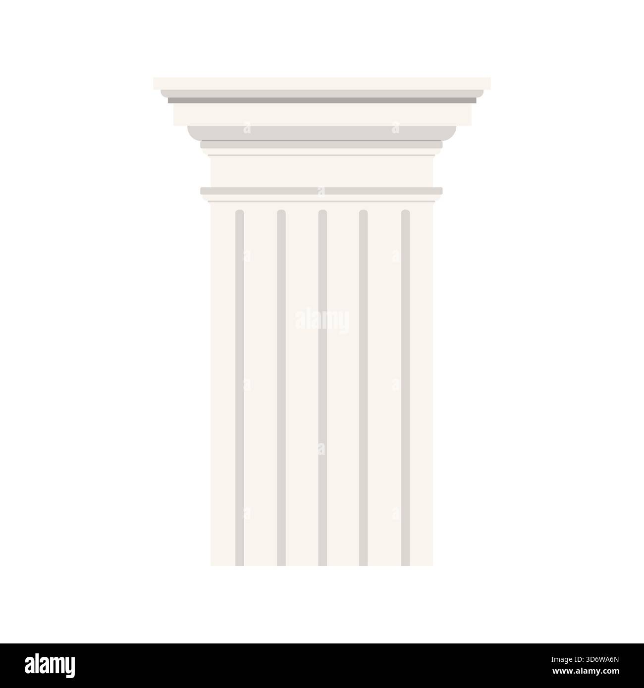 Classic ancient Greek Doric column with fluted shaft on white isolated ...