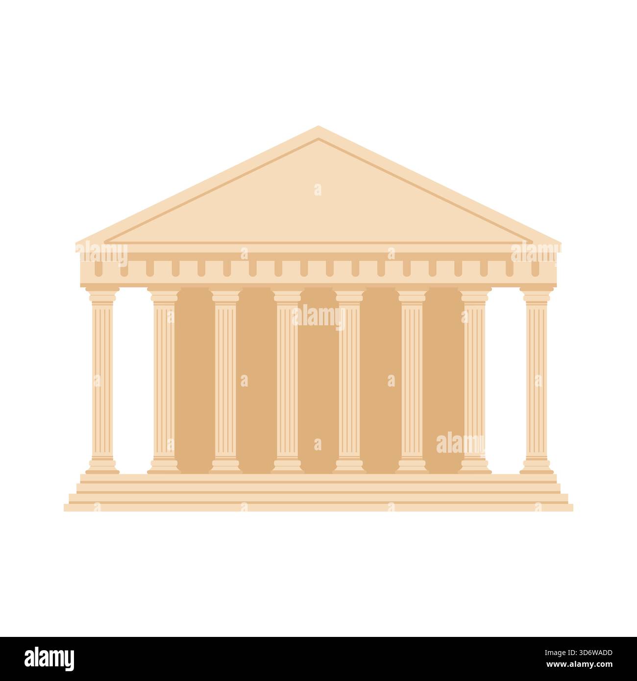 Flat isolated drawing of a classical Greek temple with columns and ...