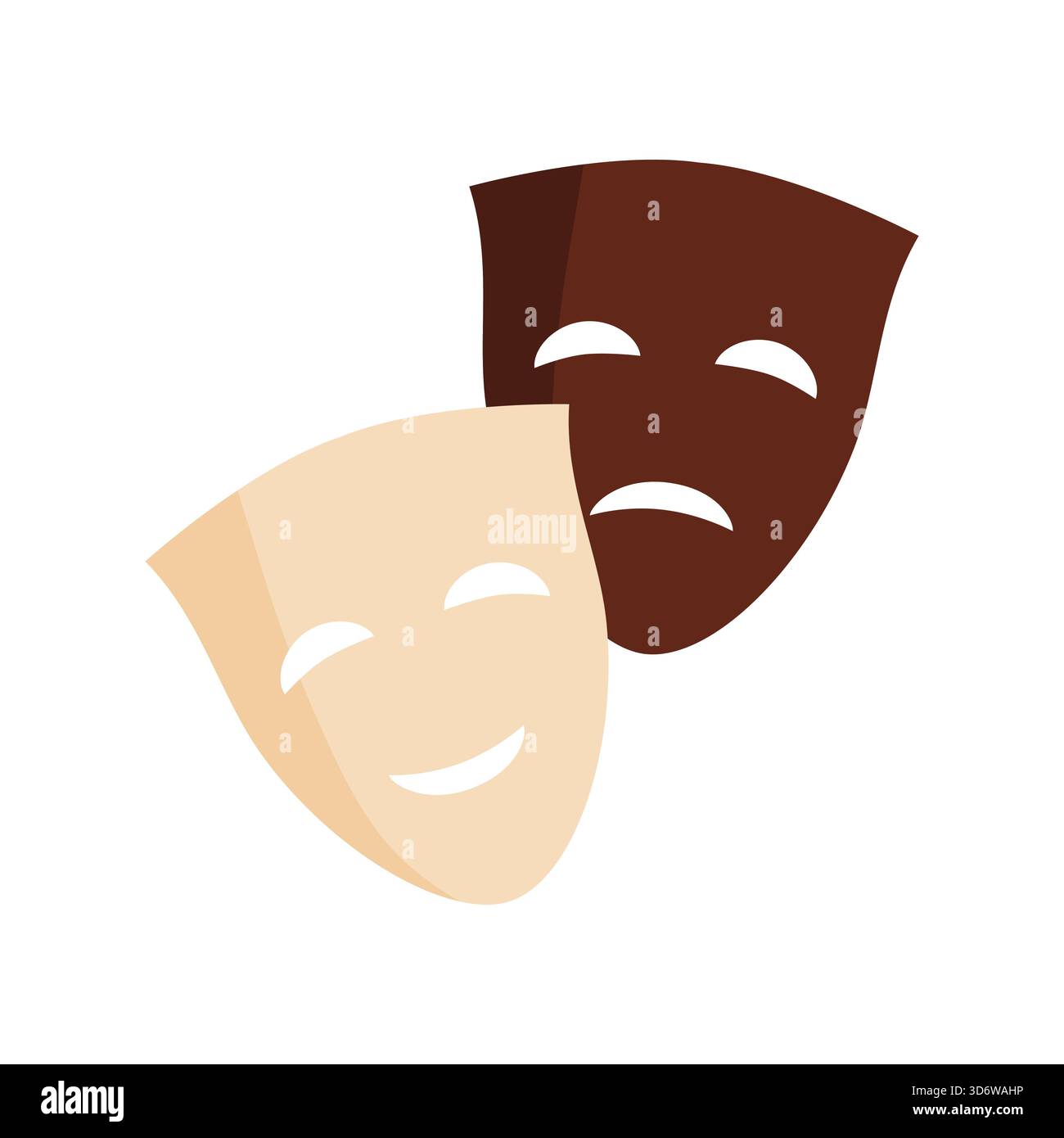 Isolated Greek theater masks representing comedy and tragedy on a white ...
