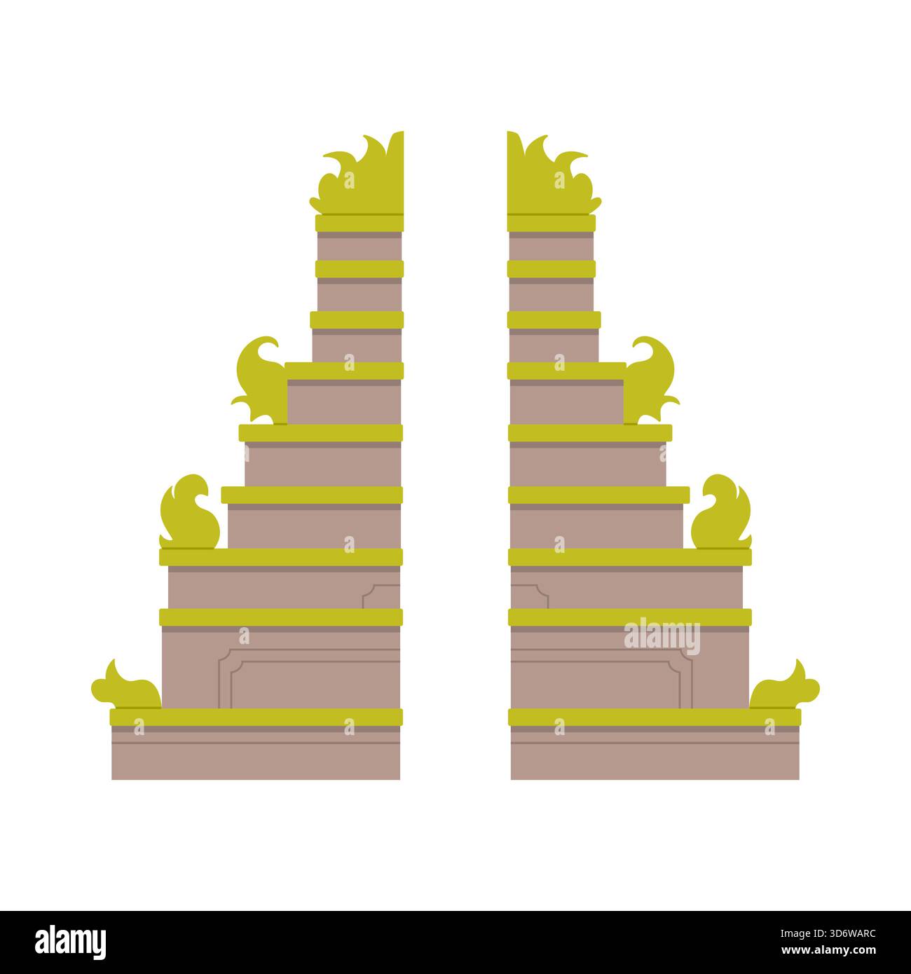 Flat design of iconic Balinese split temple gate isolated on white ...